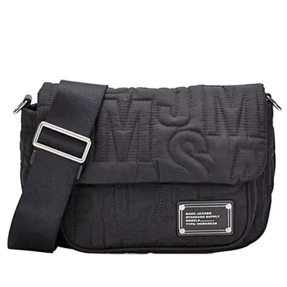 Marc Jacobs | Bags | Marc Jacobs Jumbled Logo Nylon Messenger Crossbody ...
